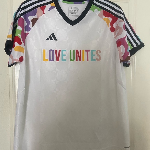 adidas | Tops | Adidas Love Unites Multicolor Jersey | Poshmark